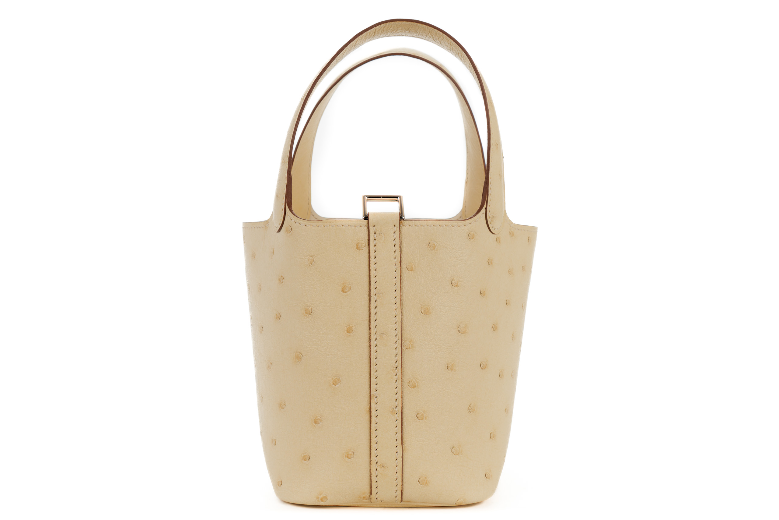 Hermès Micro Picotin Ostrich Vanille Palladium Hardware - Luxury Shopping