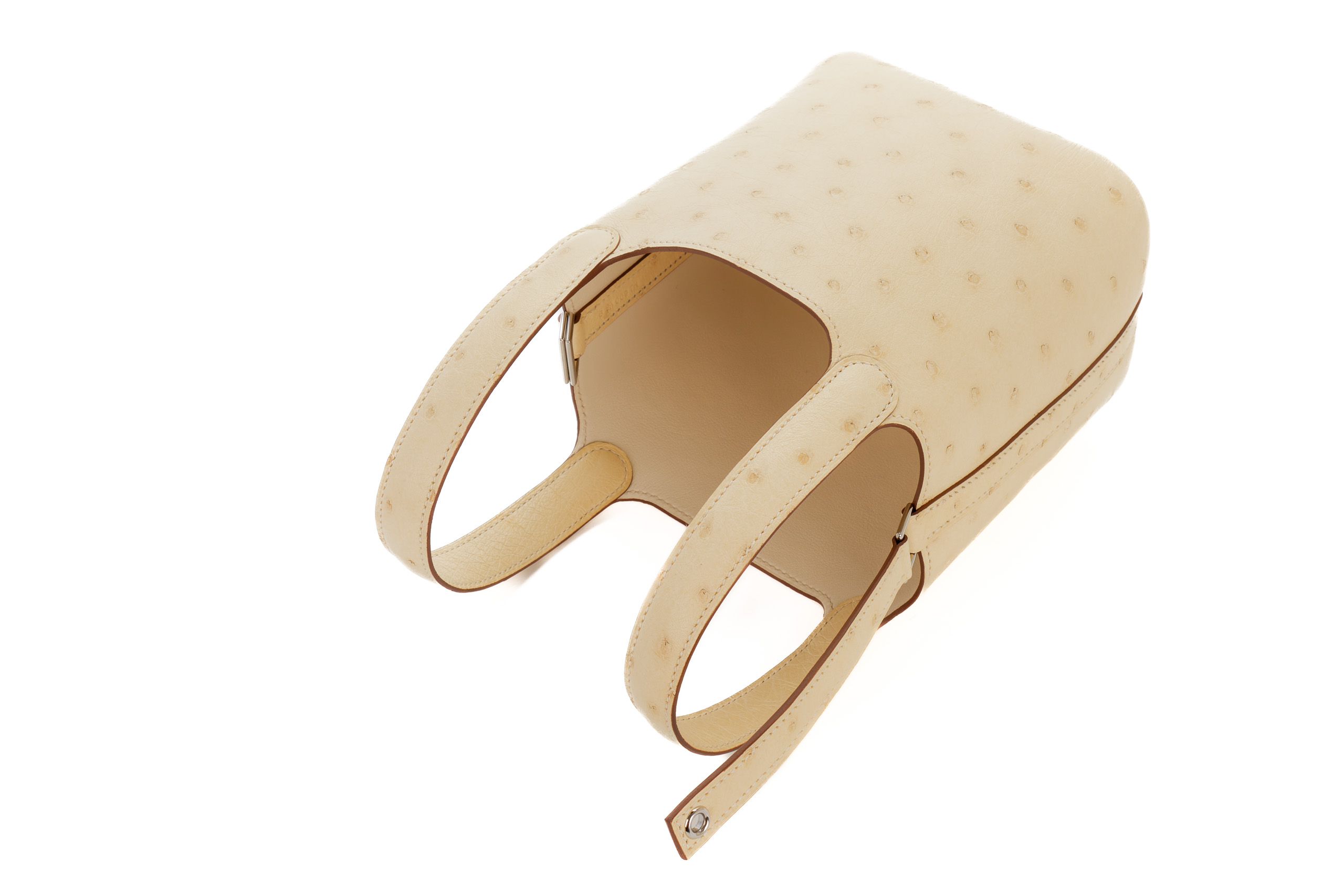 Hermès Micro Picotin Ostrich Vanille Palladium Hardware - Luxury Shopping