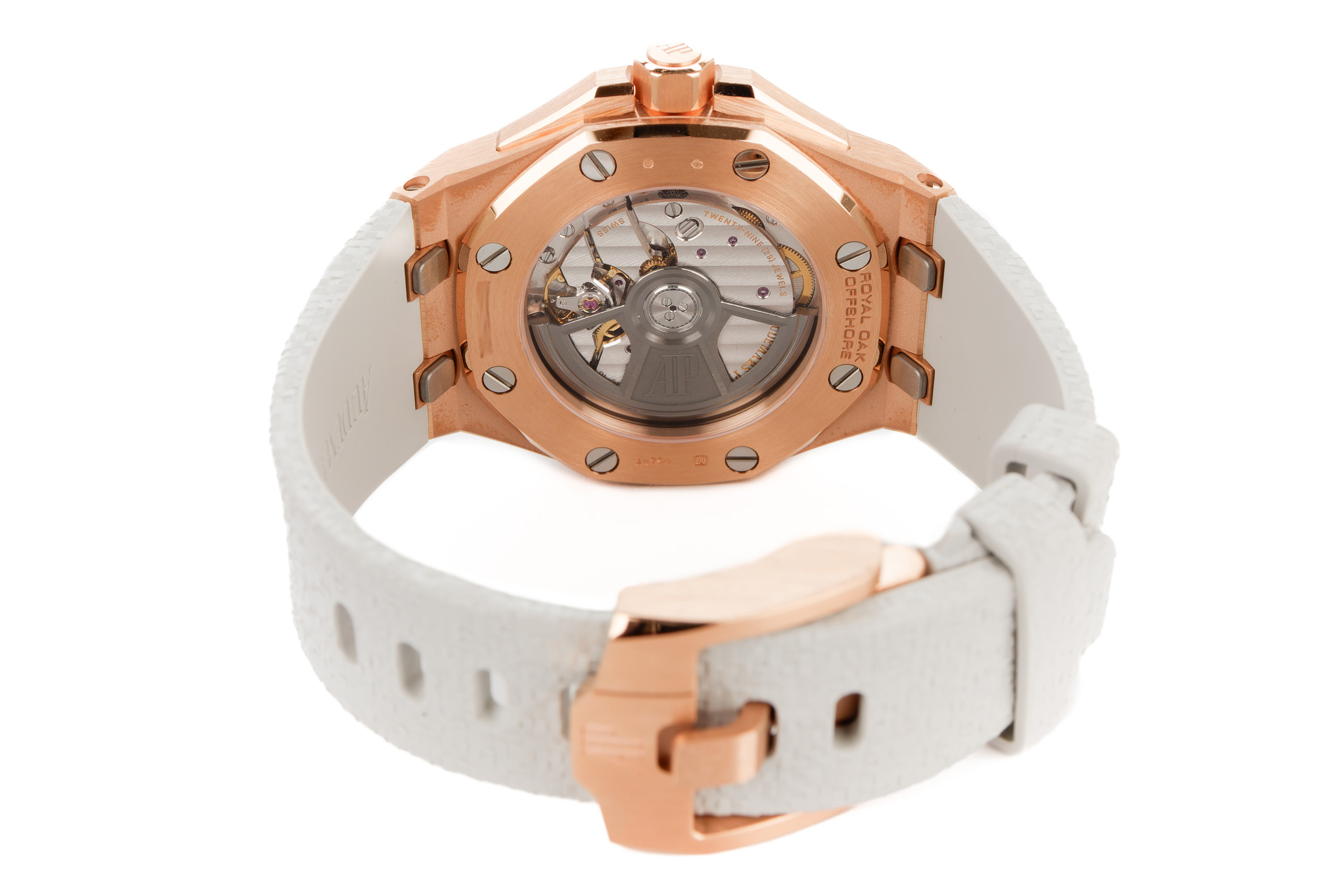 Audemars Piguet Royal Oak Offshore Pink Gold Grey Rubber Bezel Ivory ...