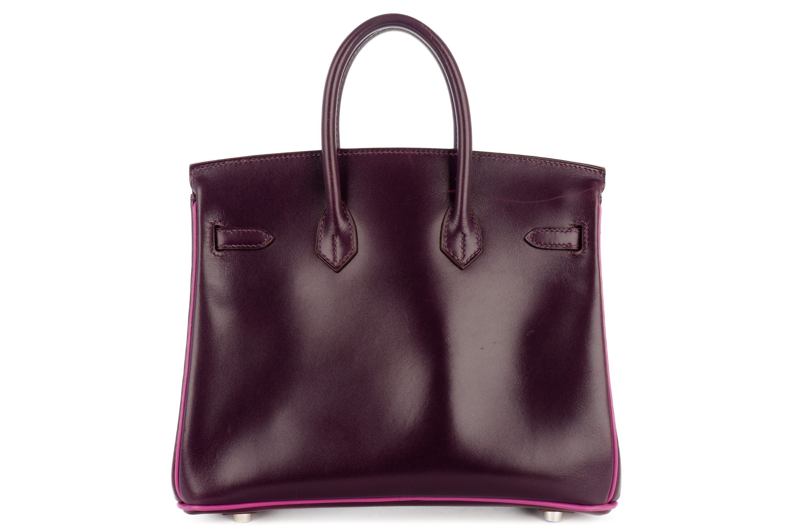 Hermès Birkin 25 Raisin/Cyclamen Box Bi Color Palladium Hardware ...