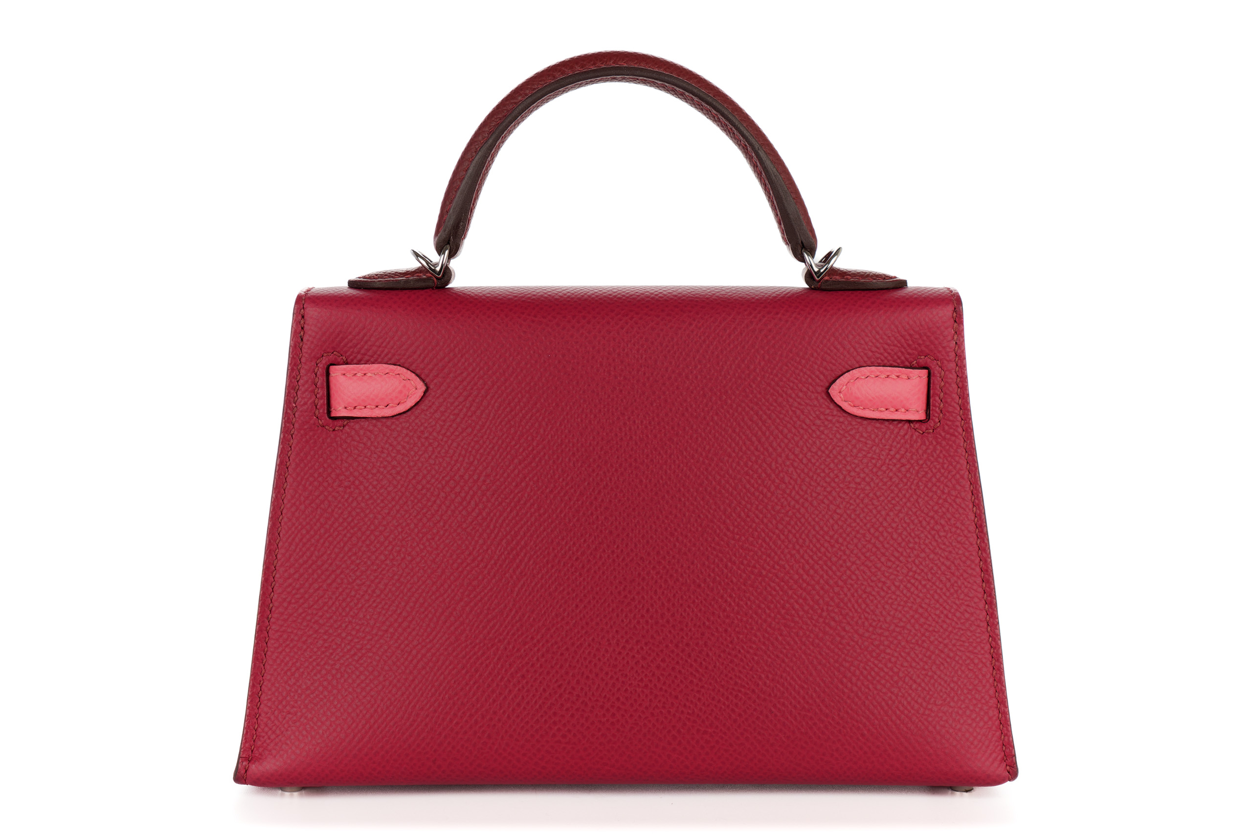 Hermès Mini Kelly Tri Color Rubis / Rose Azalee / Rouge H Palladium ...
