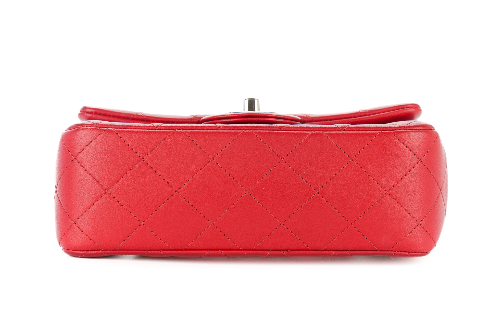 Chanel Mini Rectangular Classic Flap Red Lambskin Quilted Silver ...