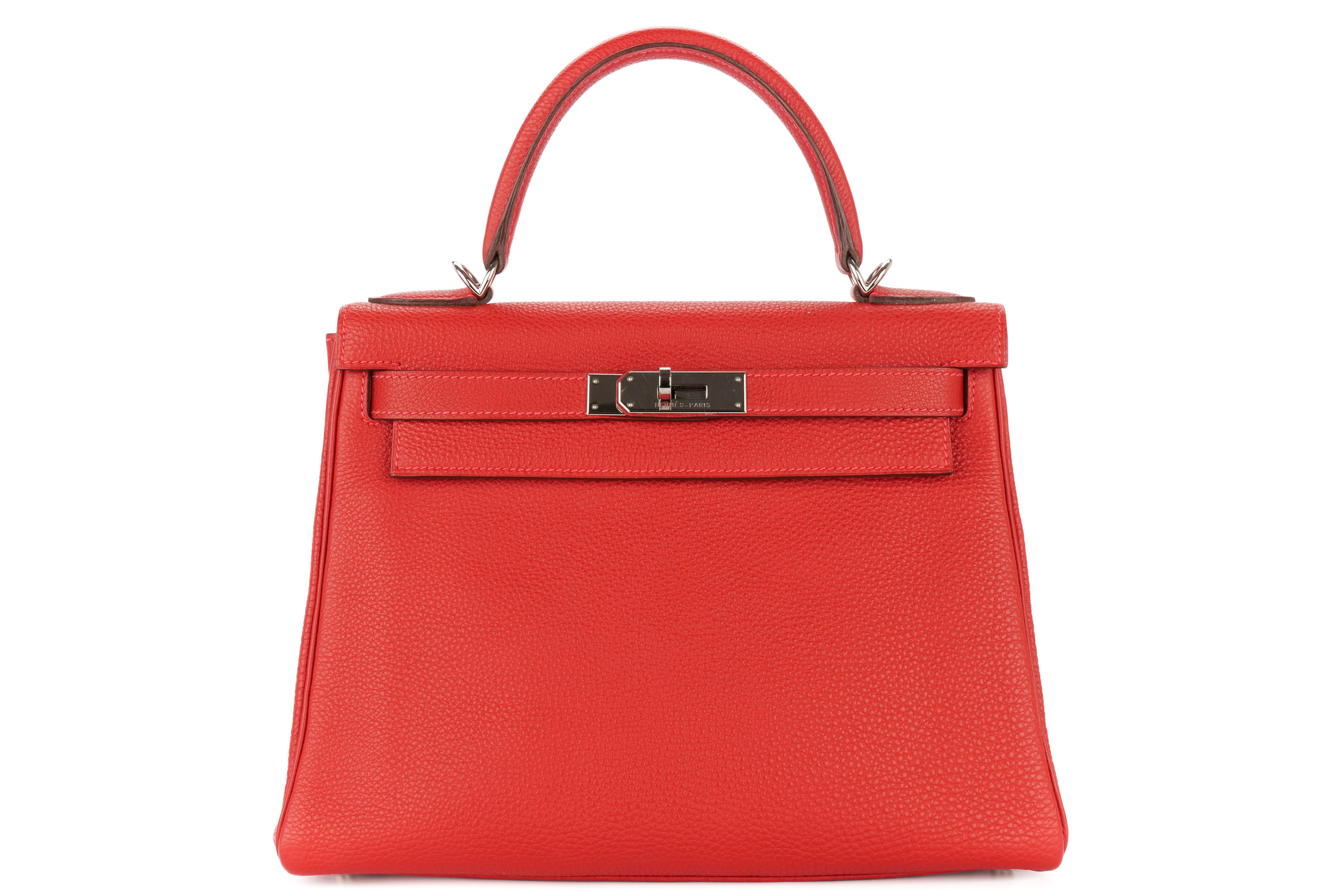 Hermès Kelly 28 Rouge Vermillion Togo Palladium Hardware - Luxury Shopping