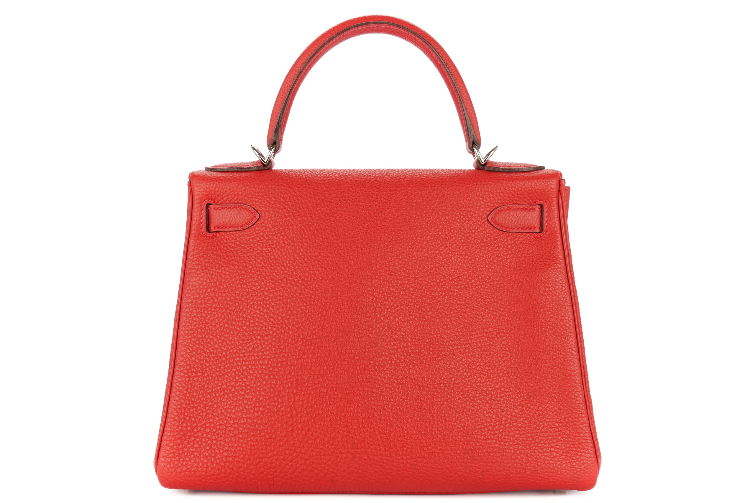 Hermès Kelly 28 Rouge Vermillion Togo Palladium Hardware - Luxury Shopping