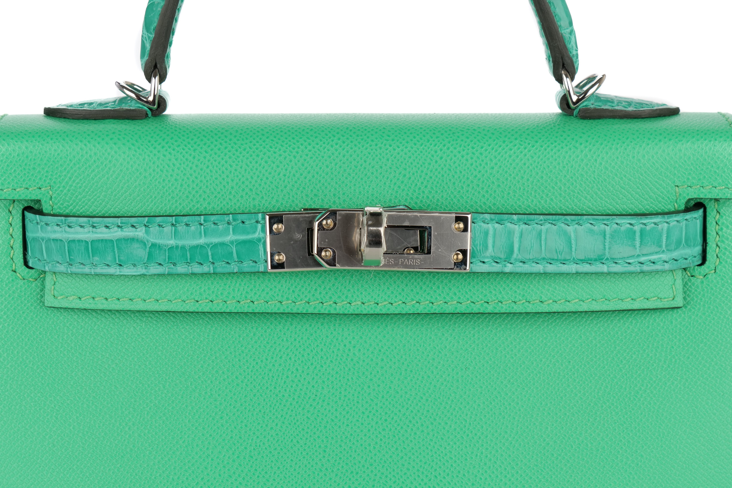 Hermès Mini Kelly Touch Vert Comics / Vert Jade Madame / Shiny ...