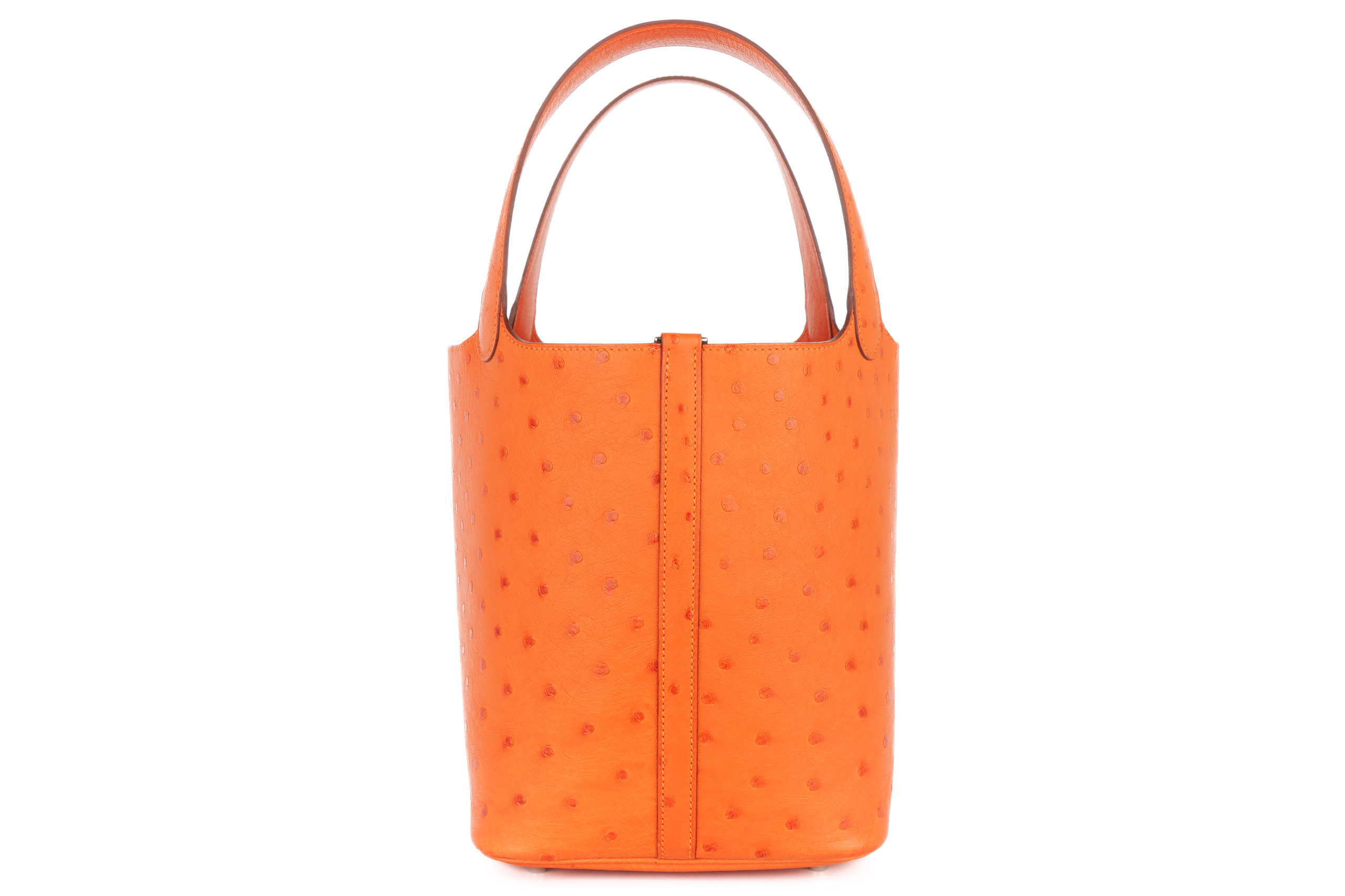 Hermès Picotin 22 Orange Ostrich Palladium Hardware - Luxury Shopping