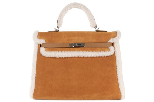 Hermès Kelly 35 Teddy Plush Grizzly / Swift Chamois / Ecru / Alezan ...