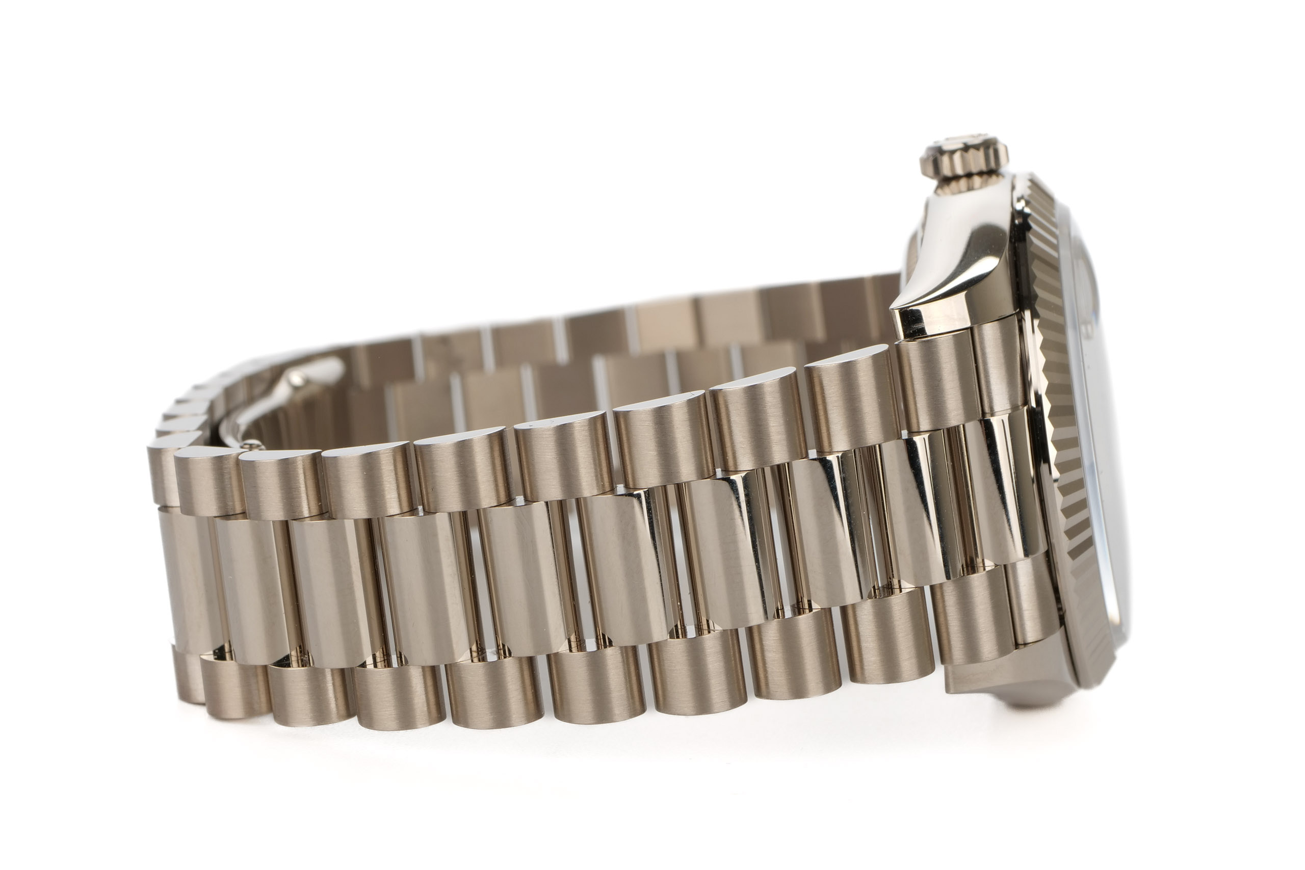 Rolex Day-Date 36 White Gold Blue Ombre Dial Fluted Bezel and President ...