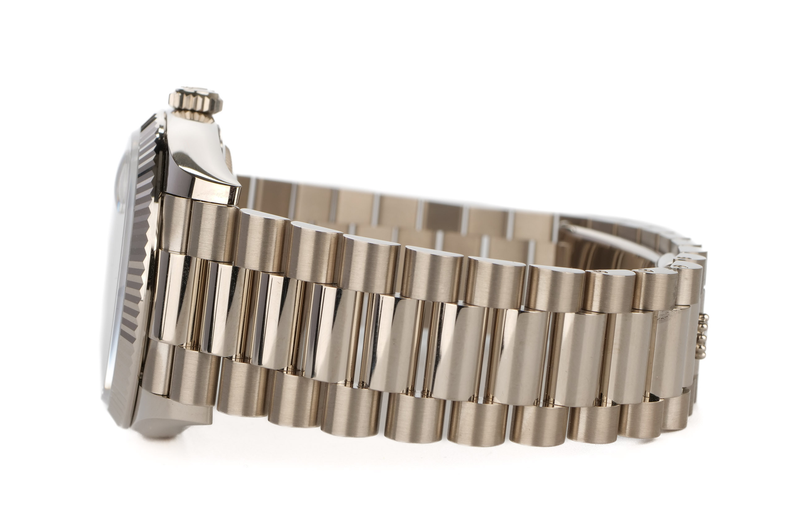 Rolex Day-Date 36 White Gold Blue Ombre Dial Fluted Bezel and President ...