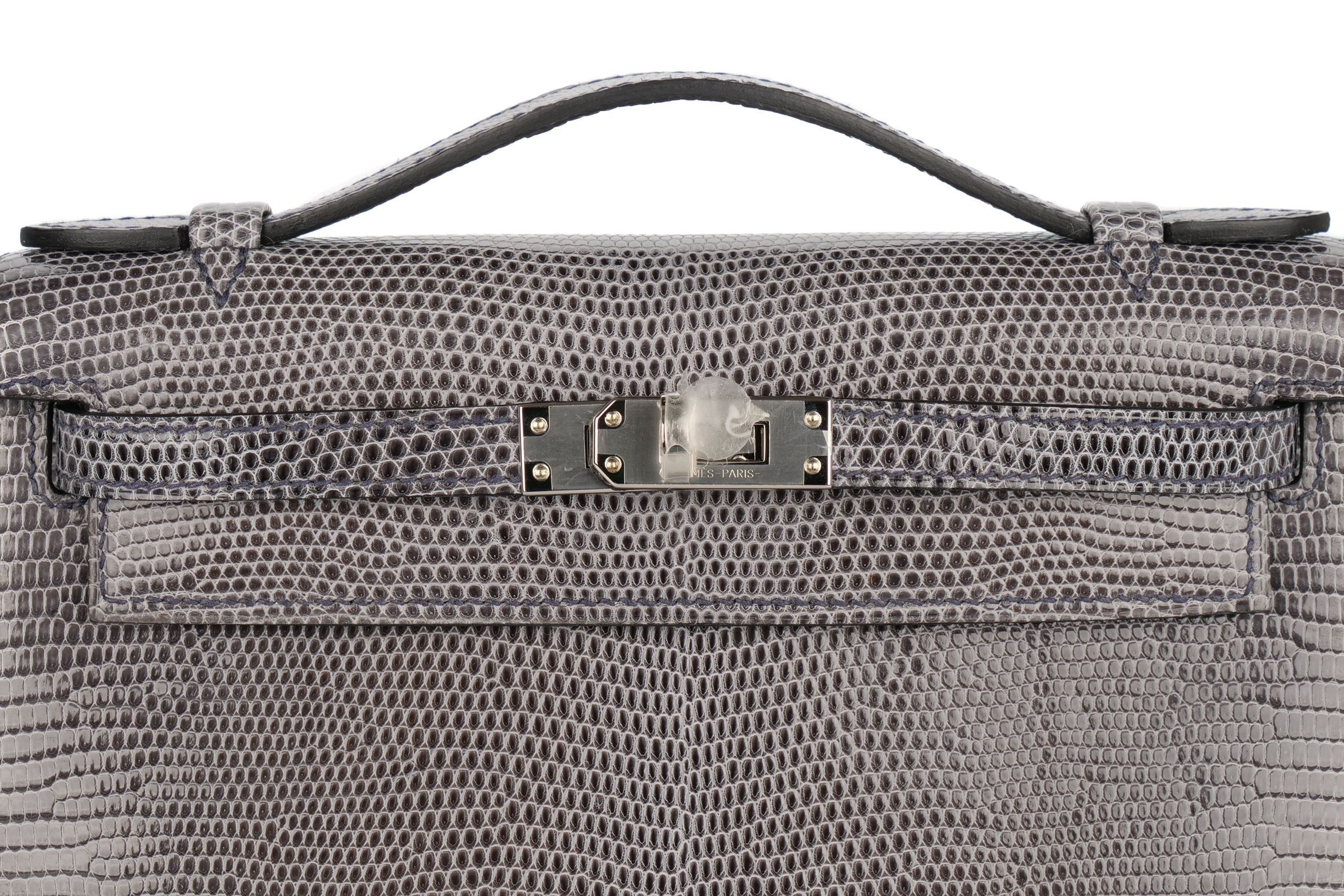 Hermès Kelly Pochette Ardoise Lizard Palladium Hardware - Luxury Shopping
