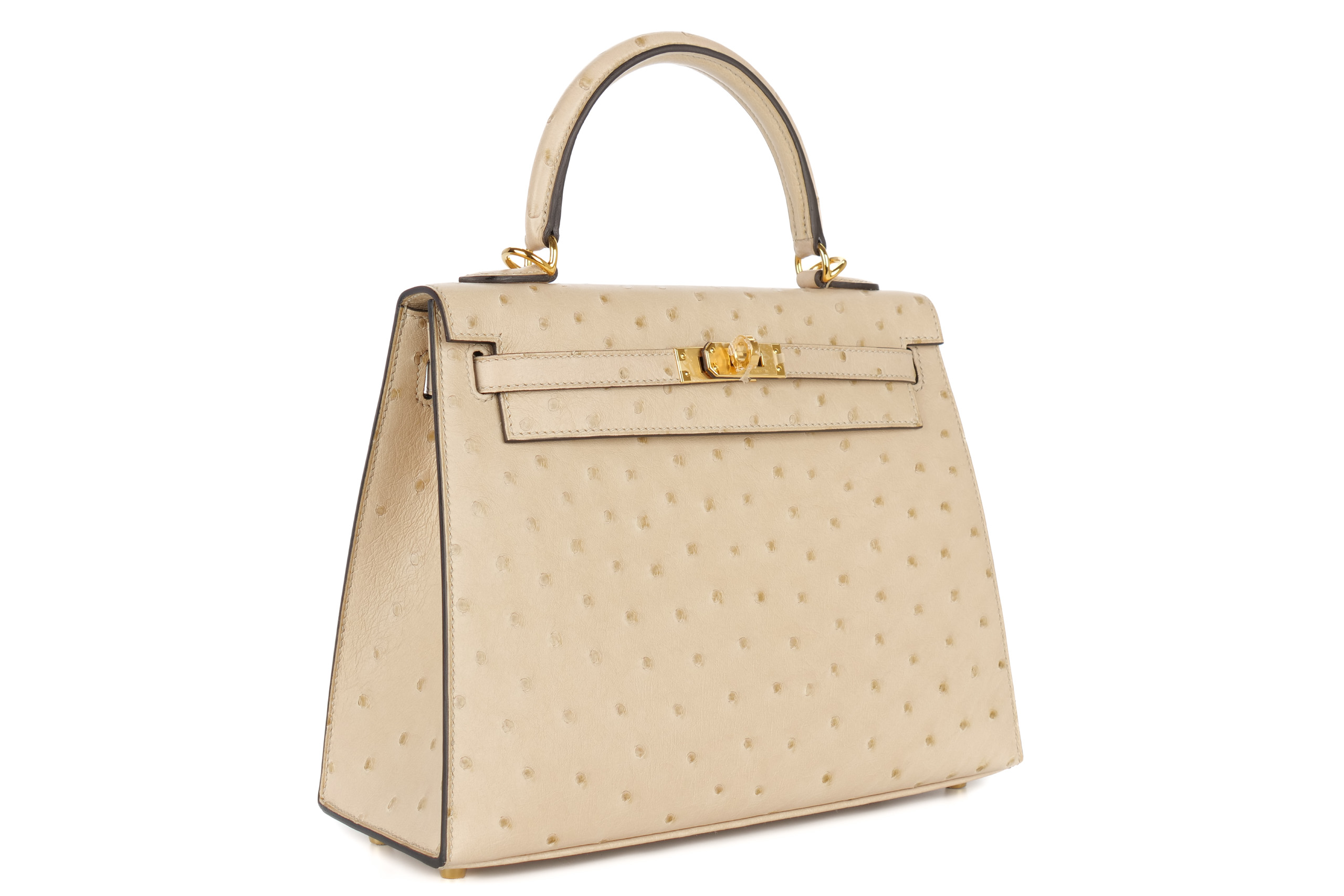Hermès Kelly 25 Parchemin Ostrich Gold Hardware - Luxury Shopping