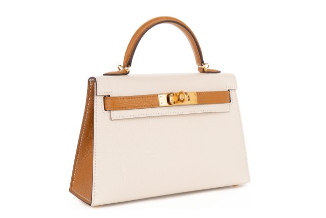 Hermès Mini Kelly HSS Nata / Biscuit Chevre Gold Hardware - Luxury Shopping