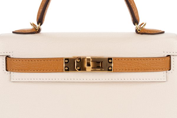 Hermès Mini Kelly HSS Nata / Biscuit Chevre Gold Hardware - Luxury Shopping