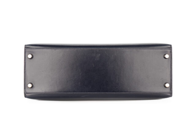 Hermès Kelly 32 Bleu Marine Box Leather Guilloche Palladium Hardware ...