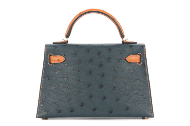 Hermès Mini Kelly HSS Vert Cypres / Cognac Ostrich Permabrass Hardware ...