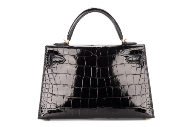 Hermès Mini Kelly Noir – Black Shiny Alligator Mississppiensis Gold ...