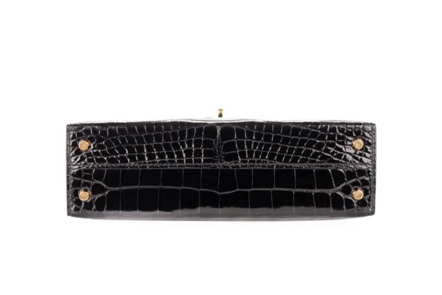 Hermès Mini Kelly Noir – Black Shiny Alligator Mississppiensis Gold ...
